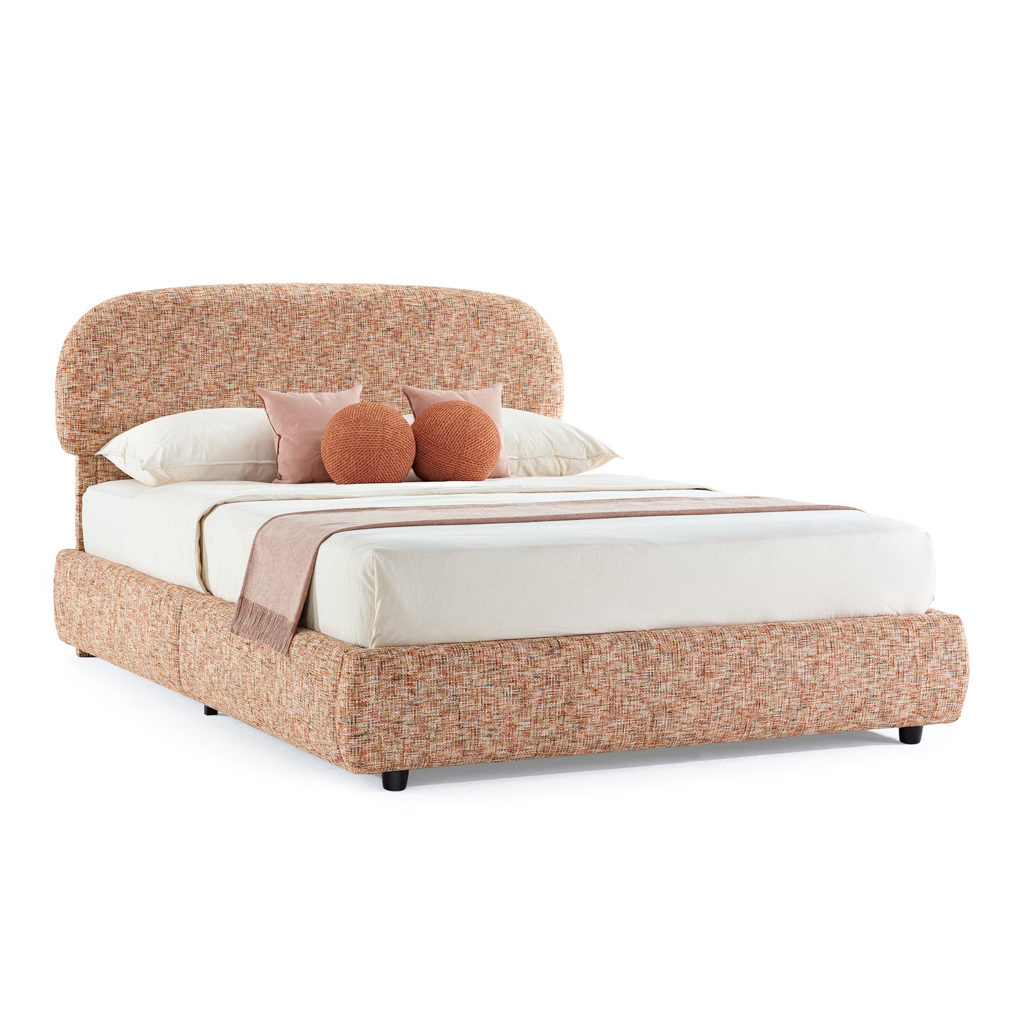 Dione Queen Lift-Up Storage Bed Frame with Curved Headboard, Canyon Da ...