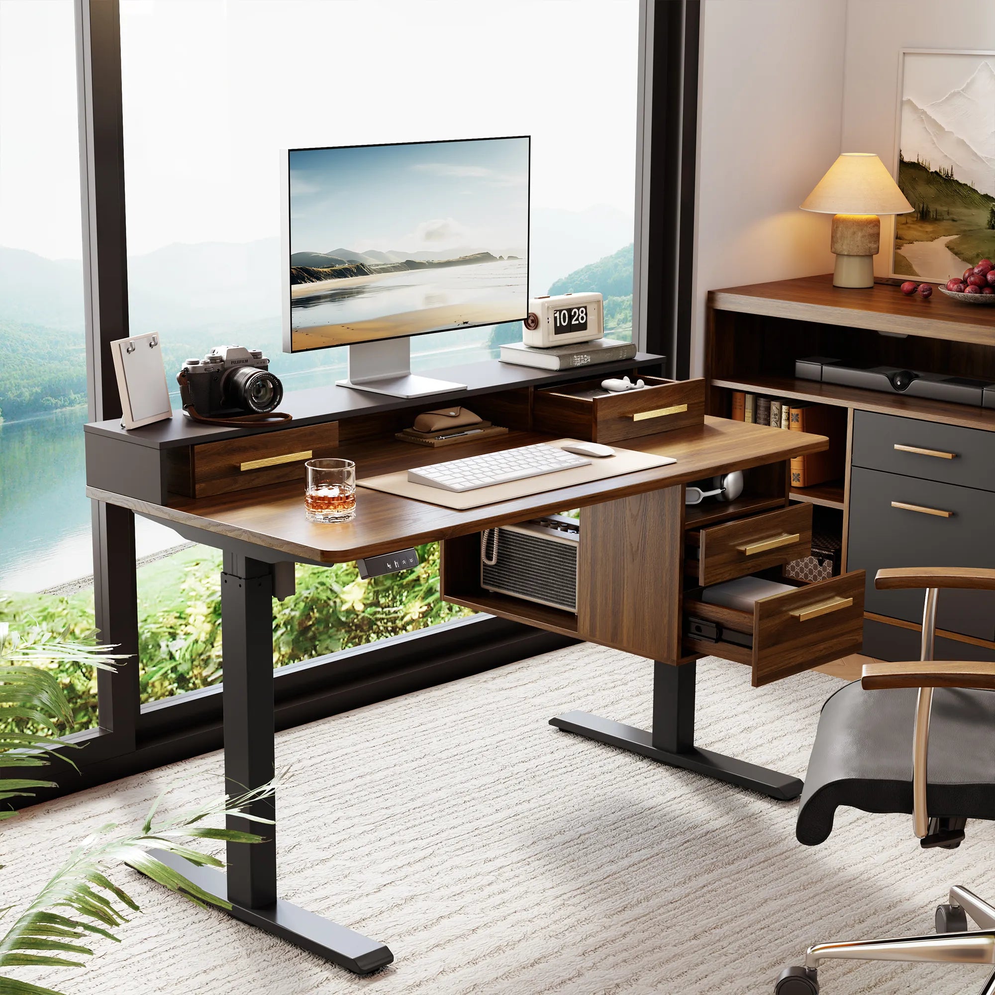 Soren 4-Drawer Height-Adjustable Brown Standing Desk – ModernMate